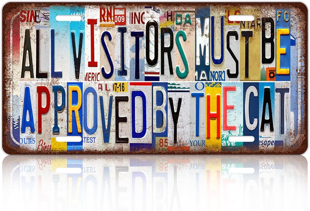 Vintage Cat Metal Tin Sign License Plate Wall Decor for Home Cat Lover ...