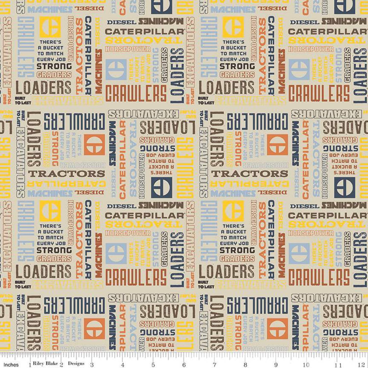 Vintage Caterpillar® Text Sand Cotton Fabric - Walmart.com