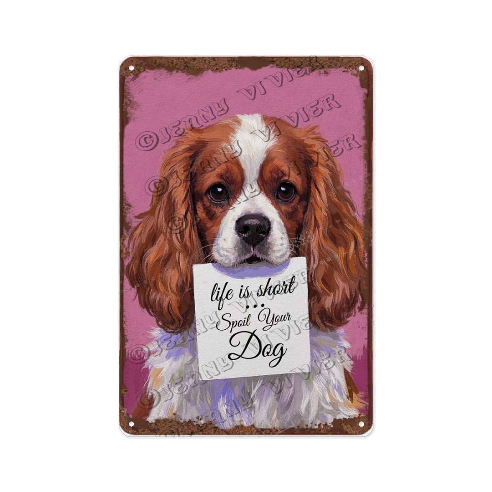 Vintage Cavalier King Charles Spaniel Dog Sign 8x12 Inch Funny Quote ...