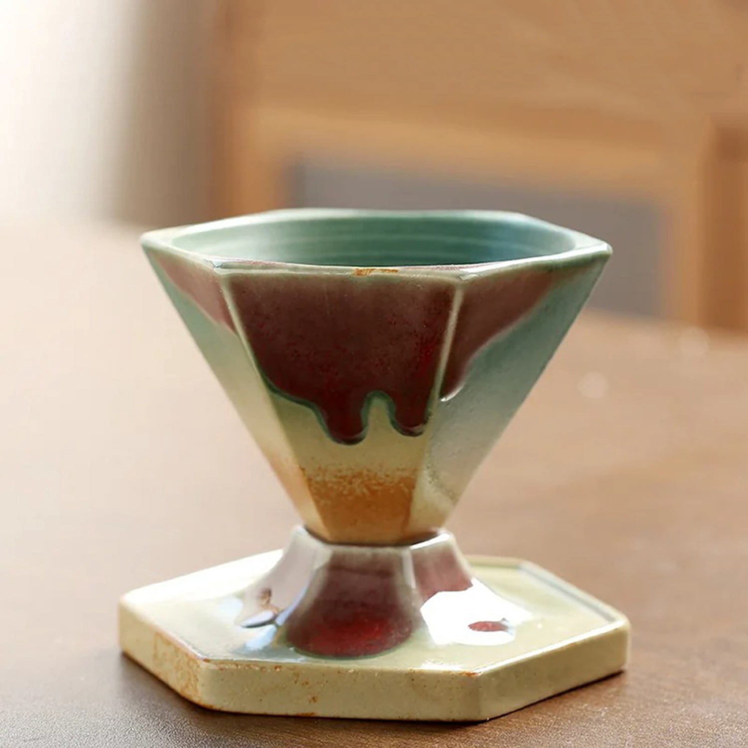 Vintage Ceramic Hexagonal Cone Shape Mug Afternoon Tea Cup Drinking ...