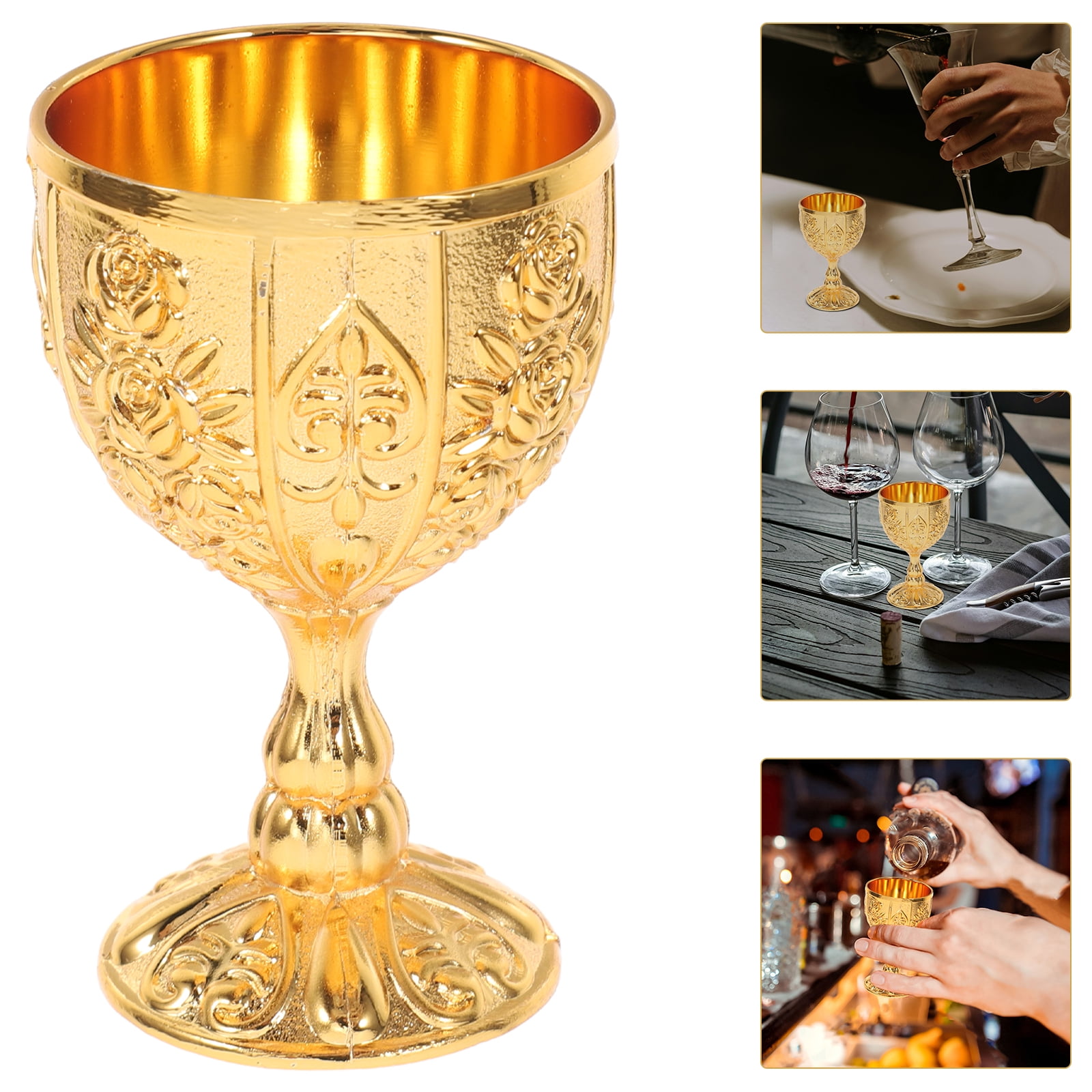 Vintage Chalice Goblet Gothic Communion Cup Drink Cup Gold Plated Brass ...