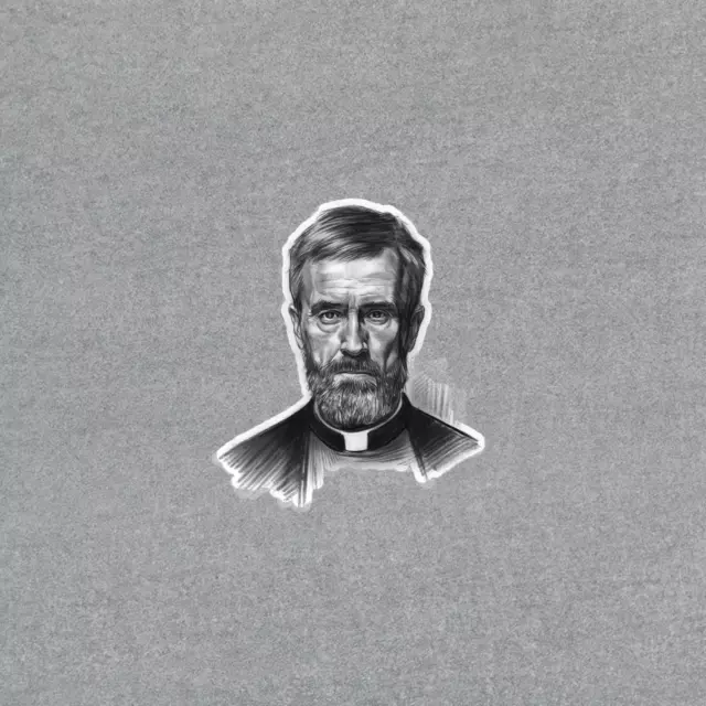 Vintage Charcoal Sketch Of Solemn Priest Catholic Art Portrait ...