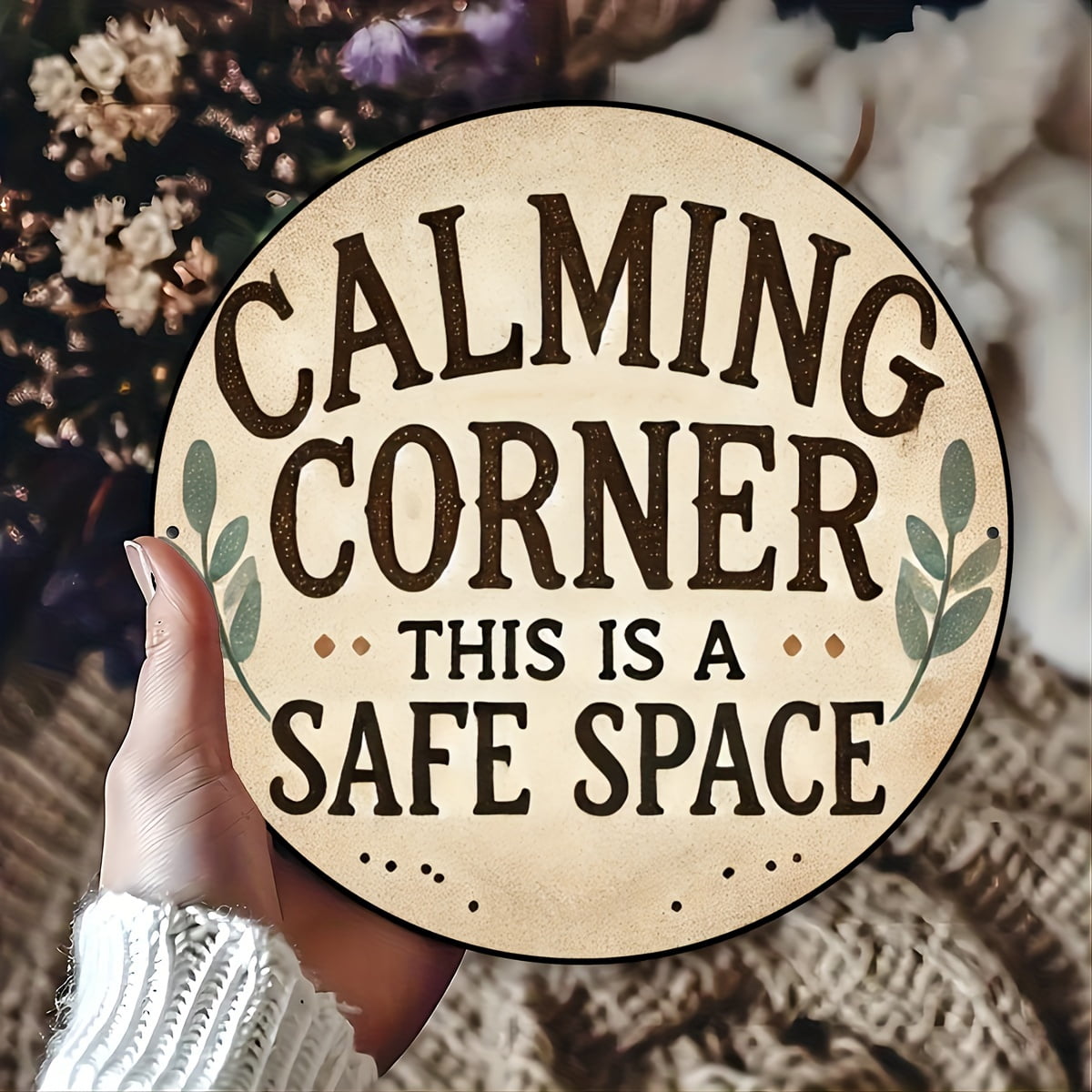 Vintage Charm Safe Space Sign - Round Aluminium Wall Art with ...