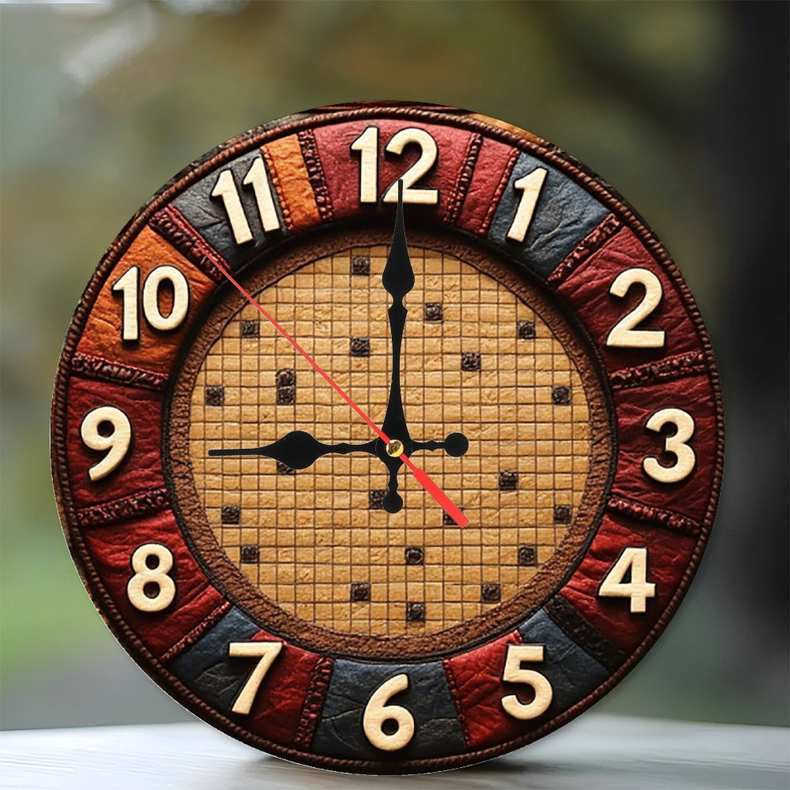 Vintage Checkers Clock Game Room Decor 10-Inch Silent Wooden Wall Clock ...
