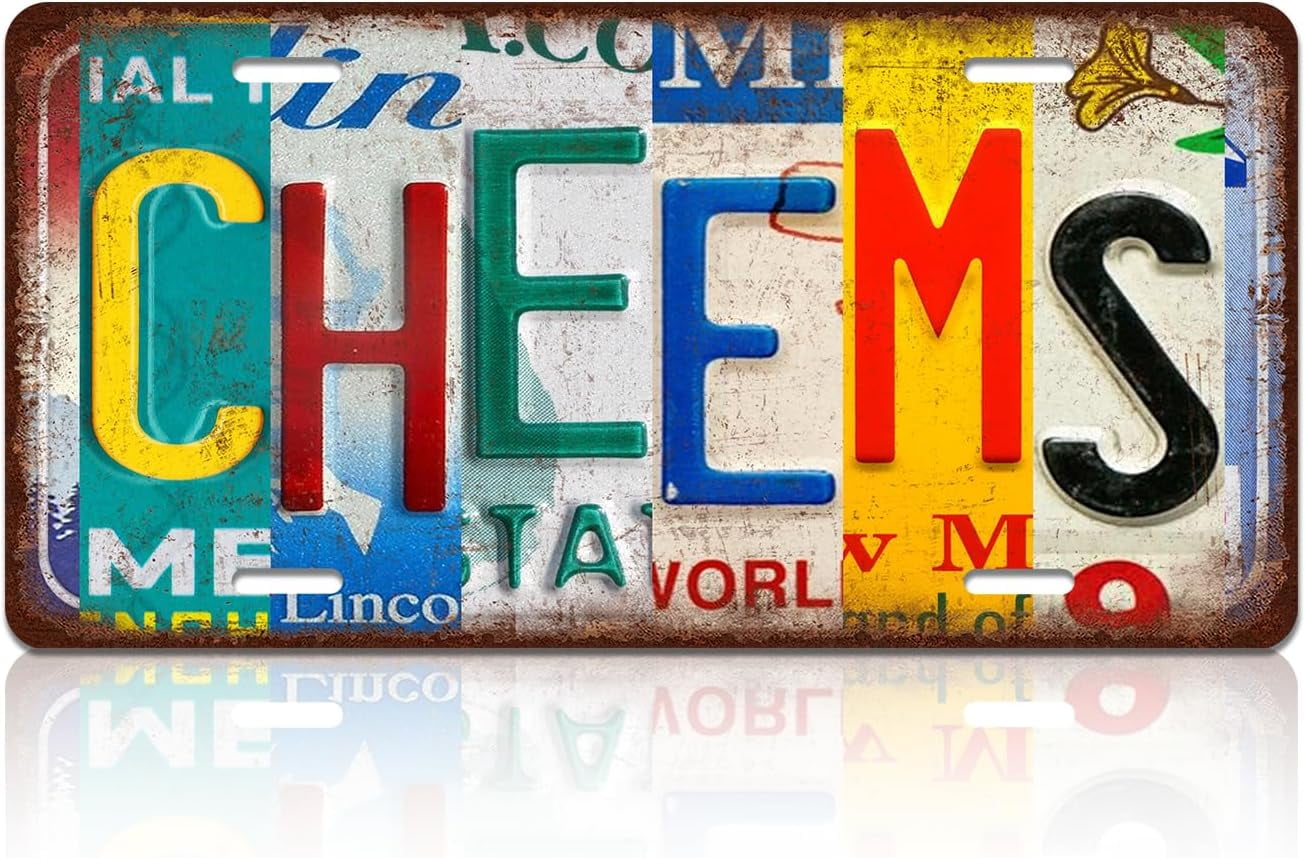 Vintage Cheems Metal Tin Sign License Plate Wall Decor 12 x 6 Inches ...