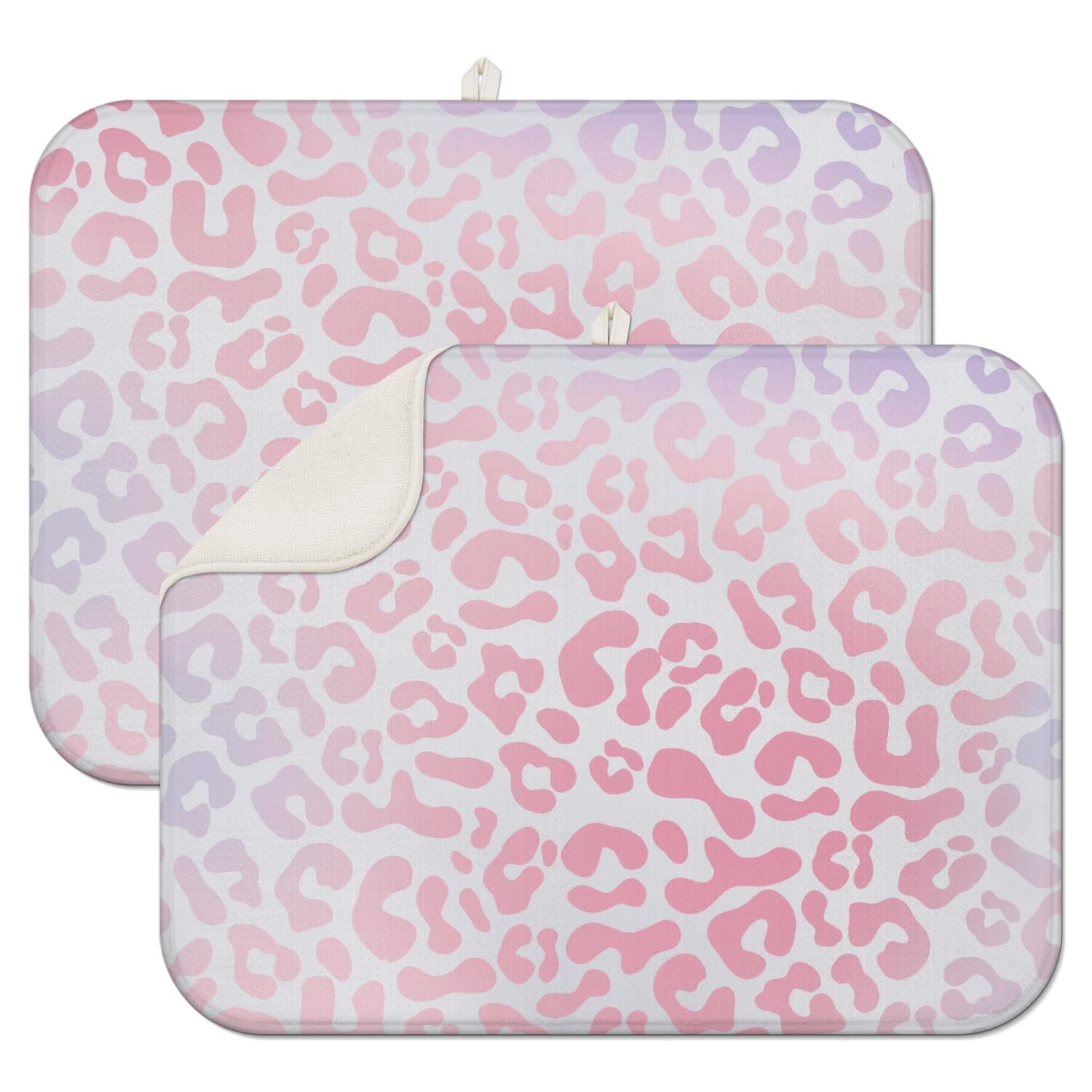 Vintage Cheetah Spots Dish Drying Mat – Retro Leopard Print Design with ...