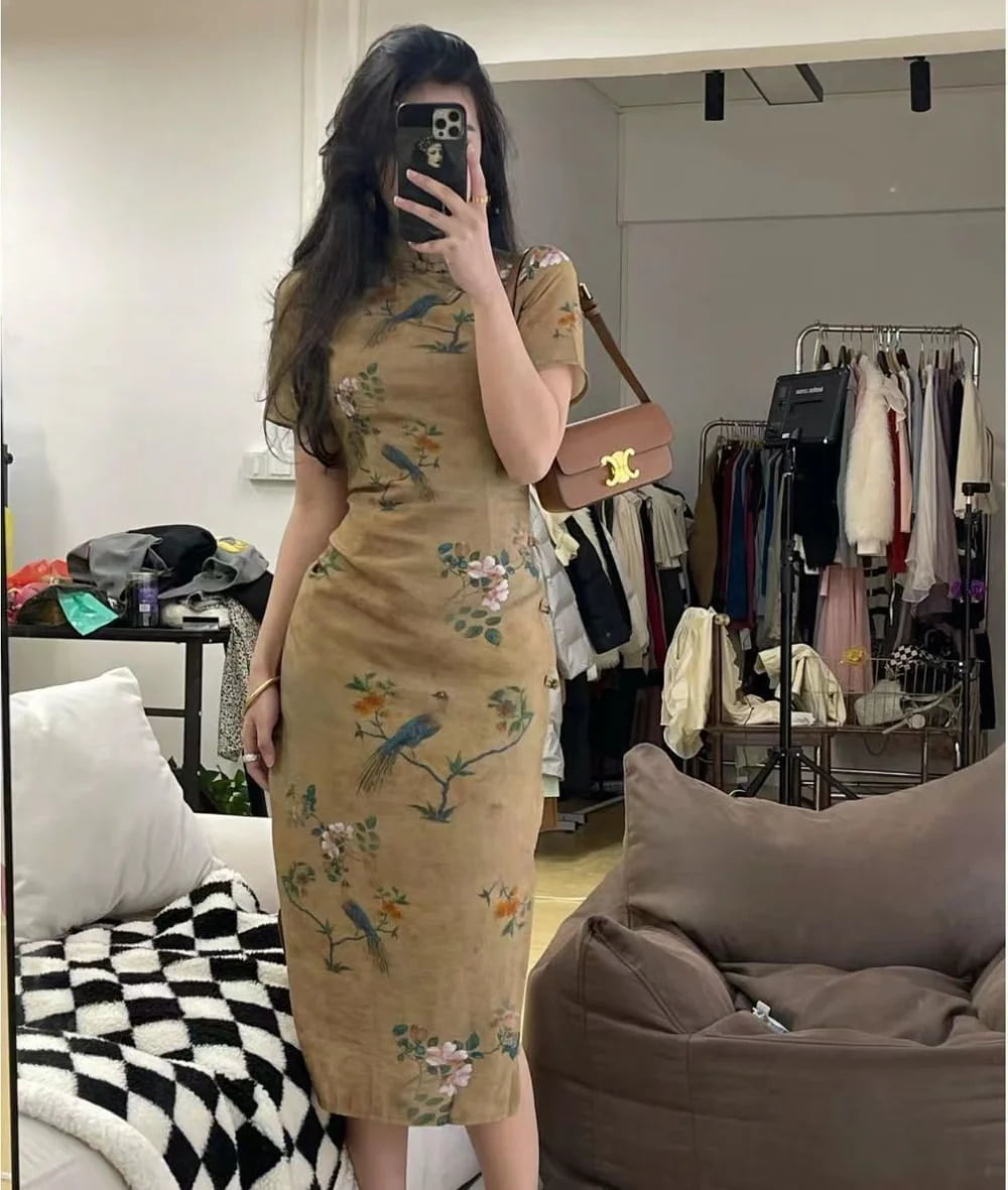 Vintage Cheongsam Dress for Young Lady Traditional Ancient Silk ...