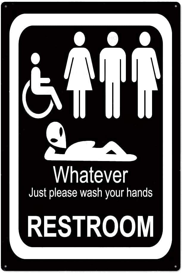 Vintage Chic Funny Metal Sign Bathroom Decor, Restroom Tin Sign ...