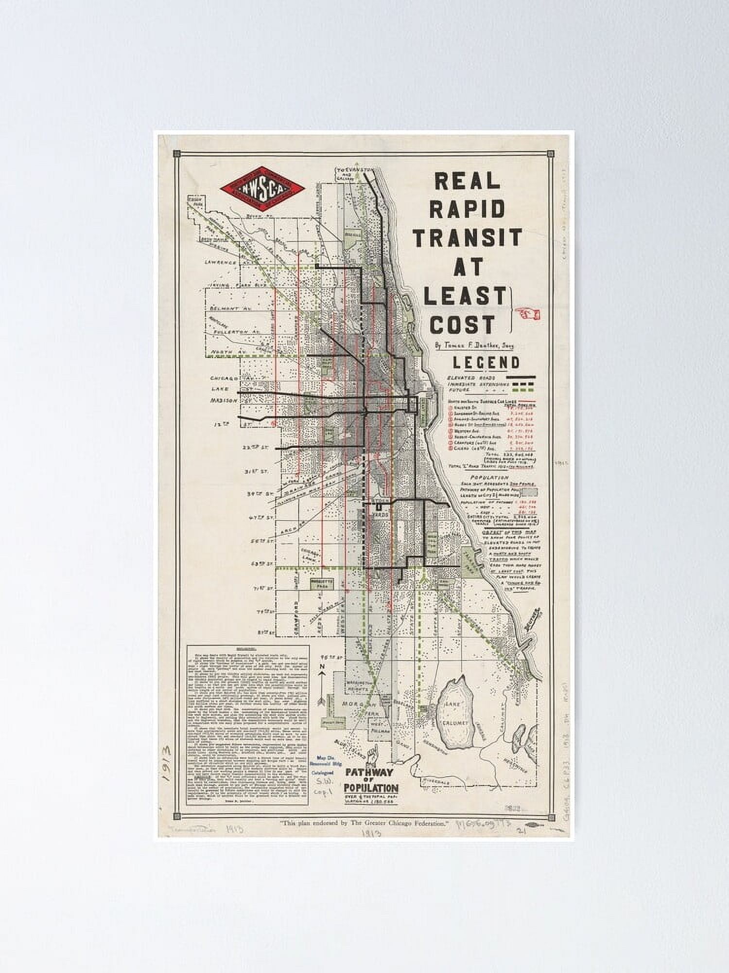 Vintage Chicago CTA Map Poster - Walmart.com