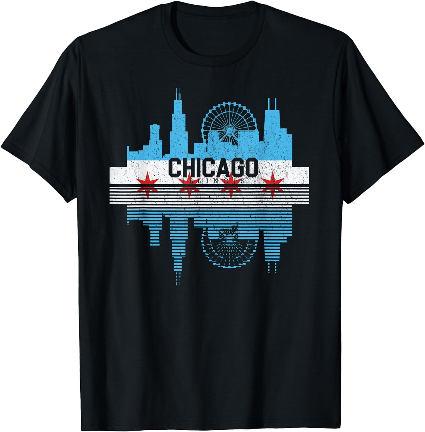 Vintage Chicago Illinois Flag Tees Skyline Shirt Men Women T-Shirt ...