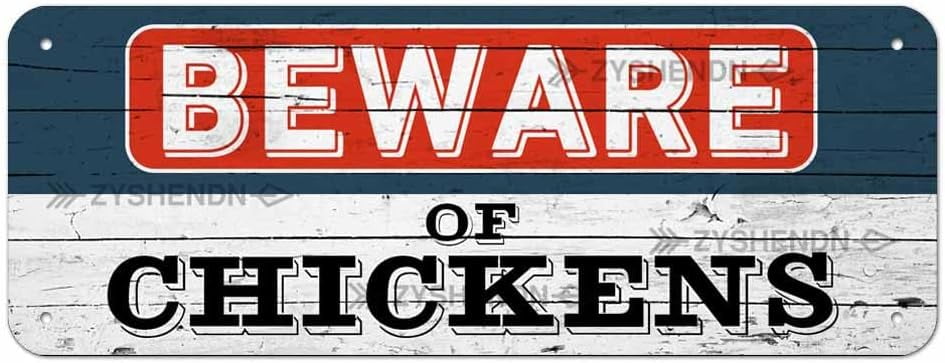 Vintage Chicken Metal Sign Beware of Chickens 4"x16" Warning Signs ...