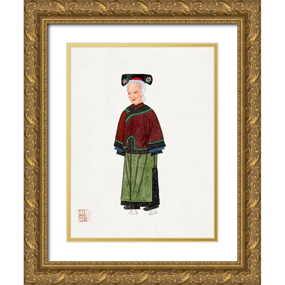 Vintage Chinese Clothing 12x14 Gold Ornate Wood Framed with Double ...