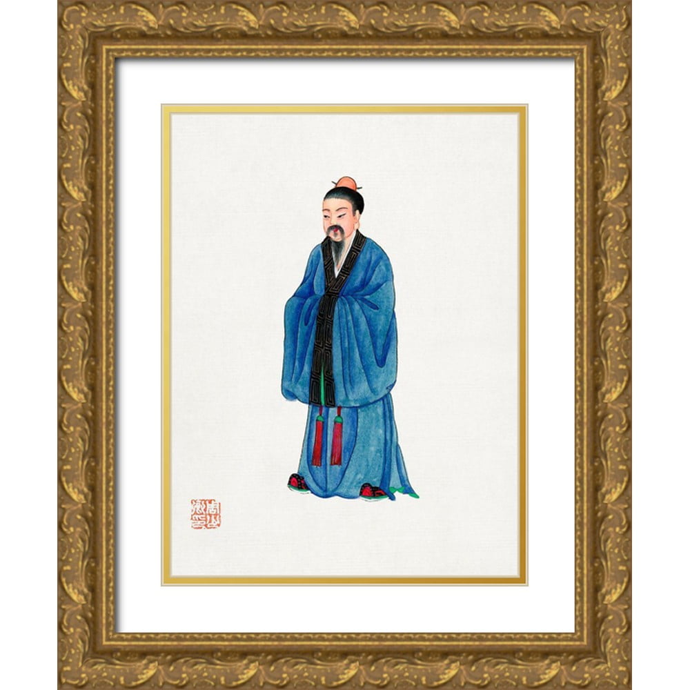 Vintage Chinese Clothing 15x18 Gold Ornate Wood Framed with Double ...
