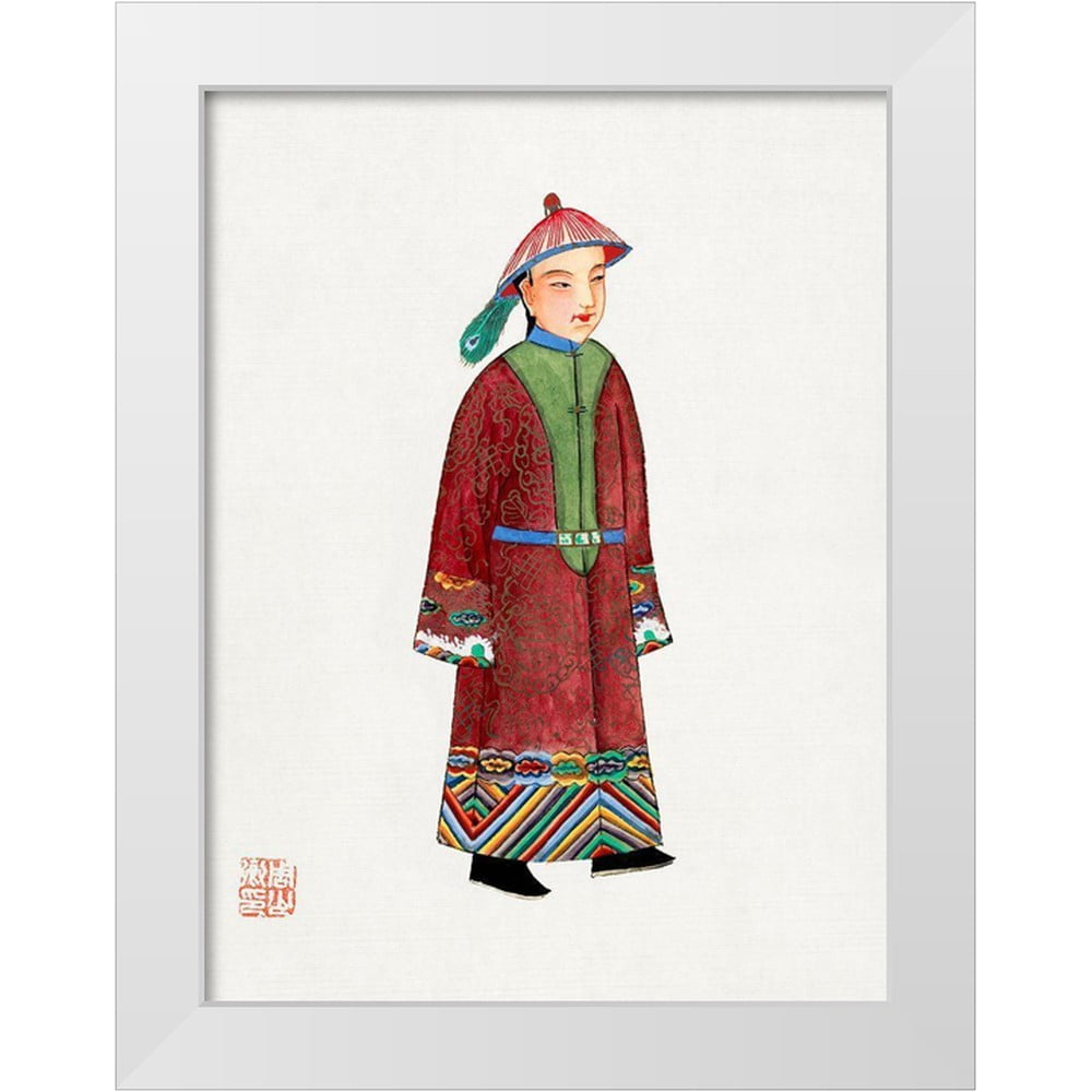 Vintage Chinese Clothing 25x32 White Modern Wood Framed Museum Art ...