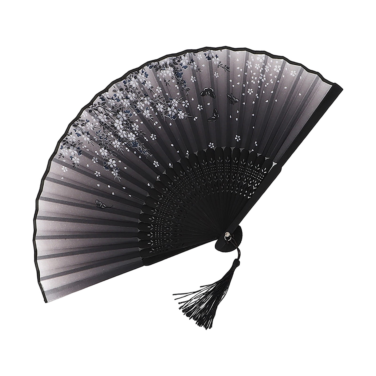 Vintage Chinese Folding Fan, Classic Bamboo Dance Fan with Embroidery ...