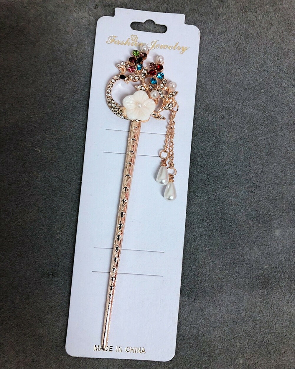 Vintage Chinese Style Rhinestone Hair Chopsticks Stick Hairpin Chignon ...