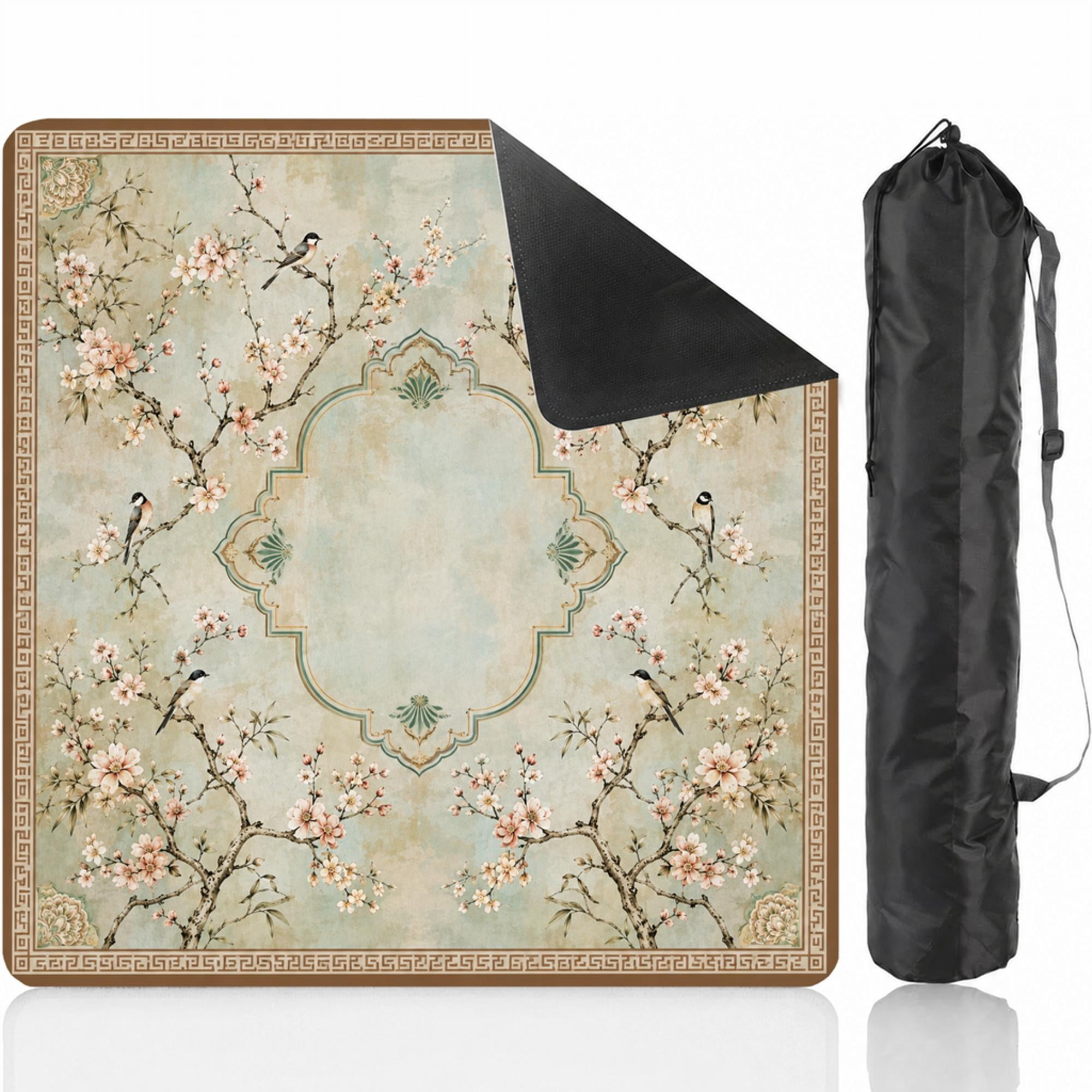 Vintage Chinoiserie Cherry Blossom Mahjong Mat 31.5 x 31.5 in ...