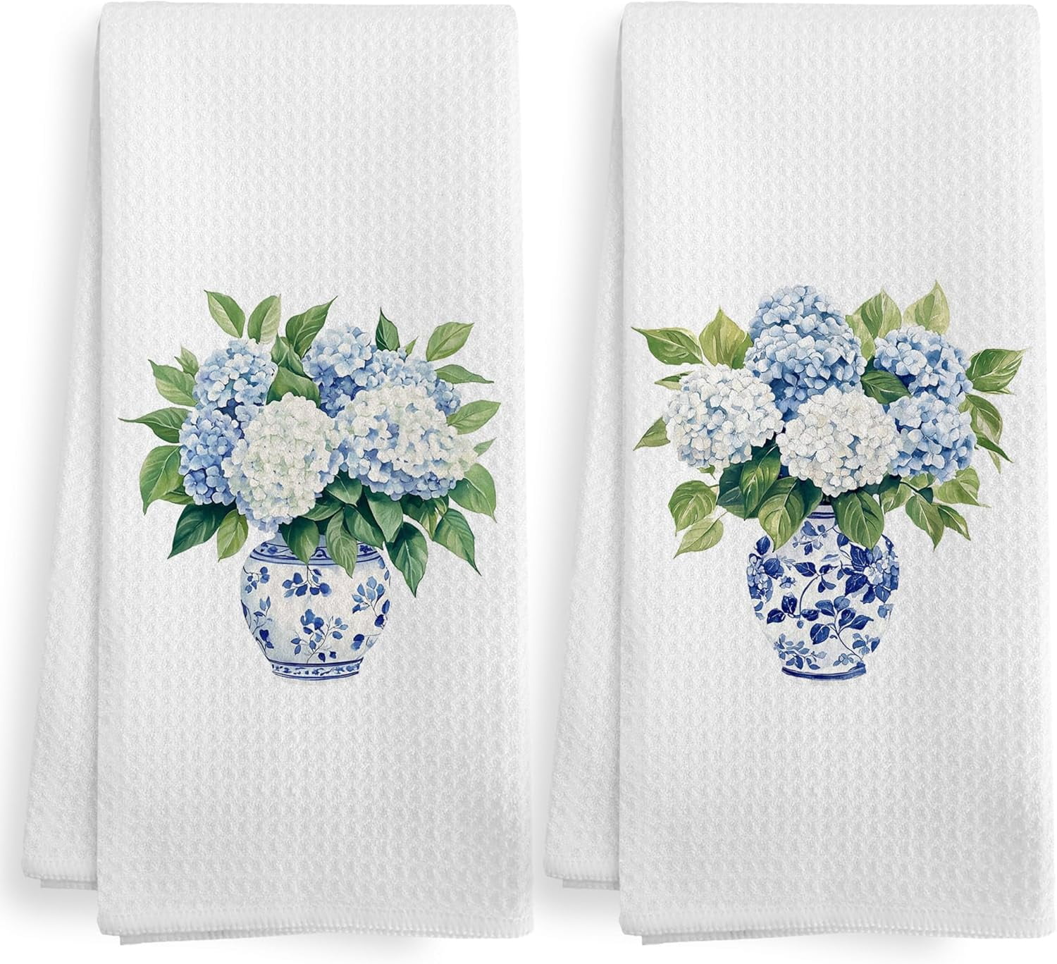 Vintage Chinoiserie Hydrangea Decor Kitchen Towels and Dishcloths Sets ...