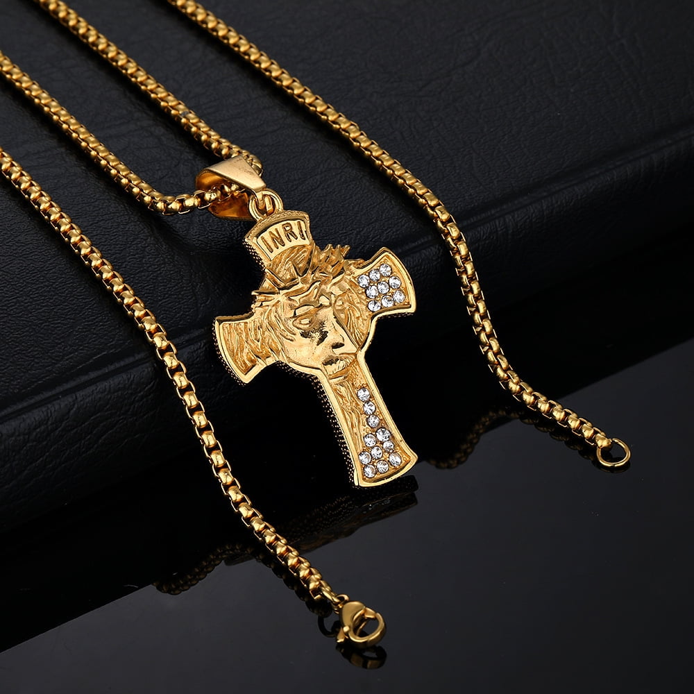 Vintage Christ Jesus Crucifix Pendant Necklace 14K Yellow Gold Chain ...