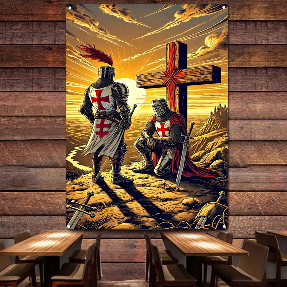 Vintage Christ Jesus Crusaders Armor Warrior Tapestry Wall Art Posters ...