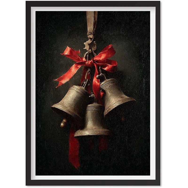 Vintage Christmas Bells, Antique Holiday Wall Art, Dark Academia Moody ...