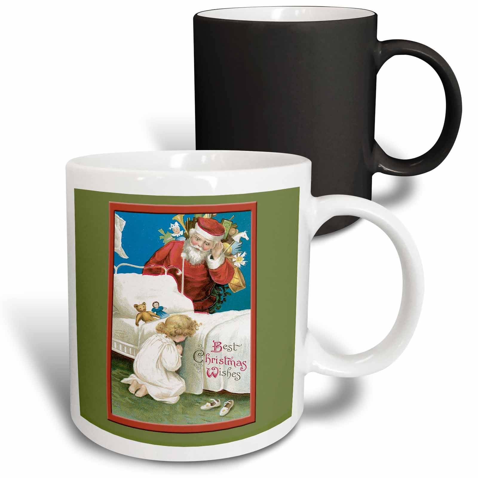 Vintage Christmas Card Little Girl Kneeling Praying by Her Bed With ...