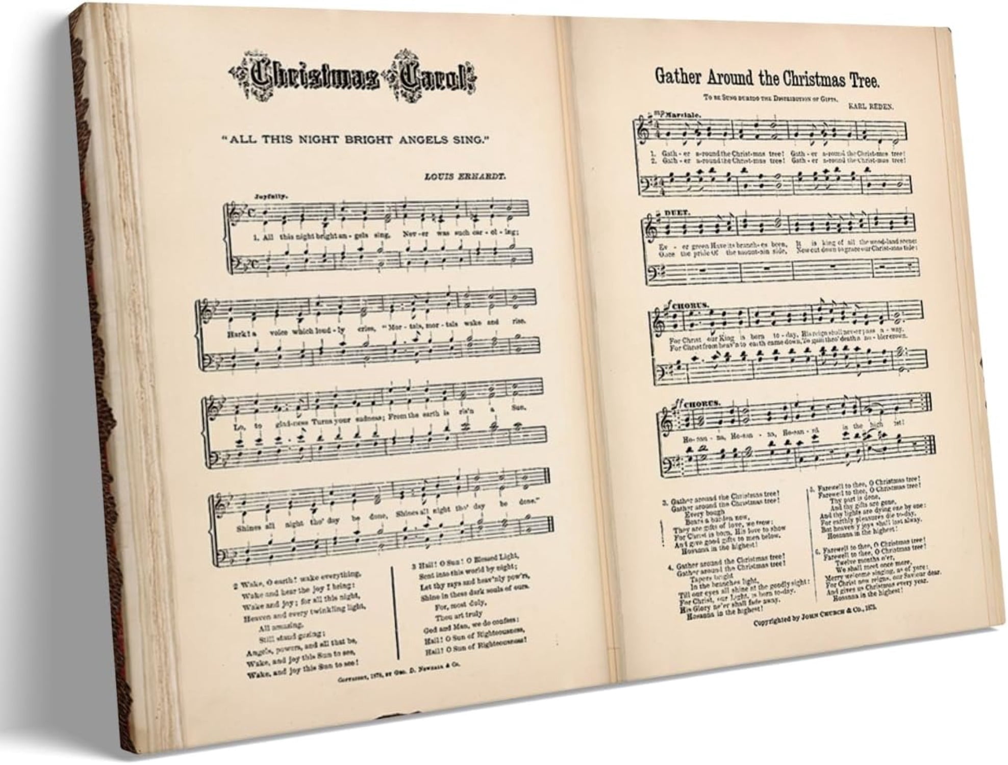 Vintage Christmas Carol Wall Art Antique Sheet Music Frame Wrap Print ...