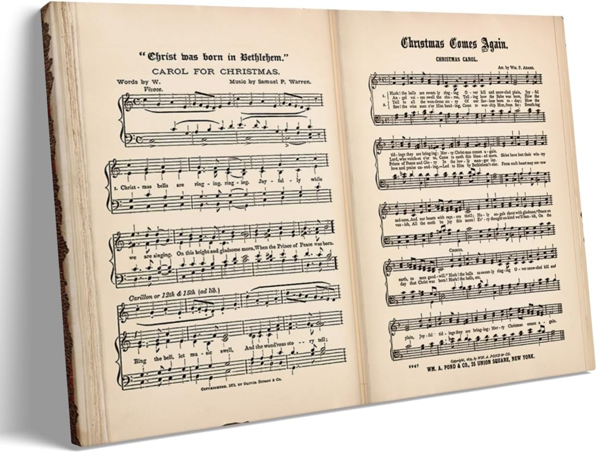Vintage Christmas Carol Wall Art Antique Sheet Music Frame Wrap Print ...
