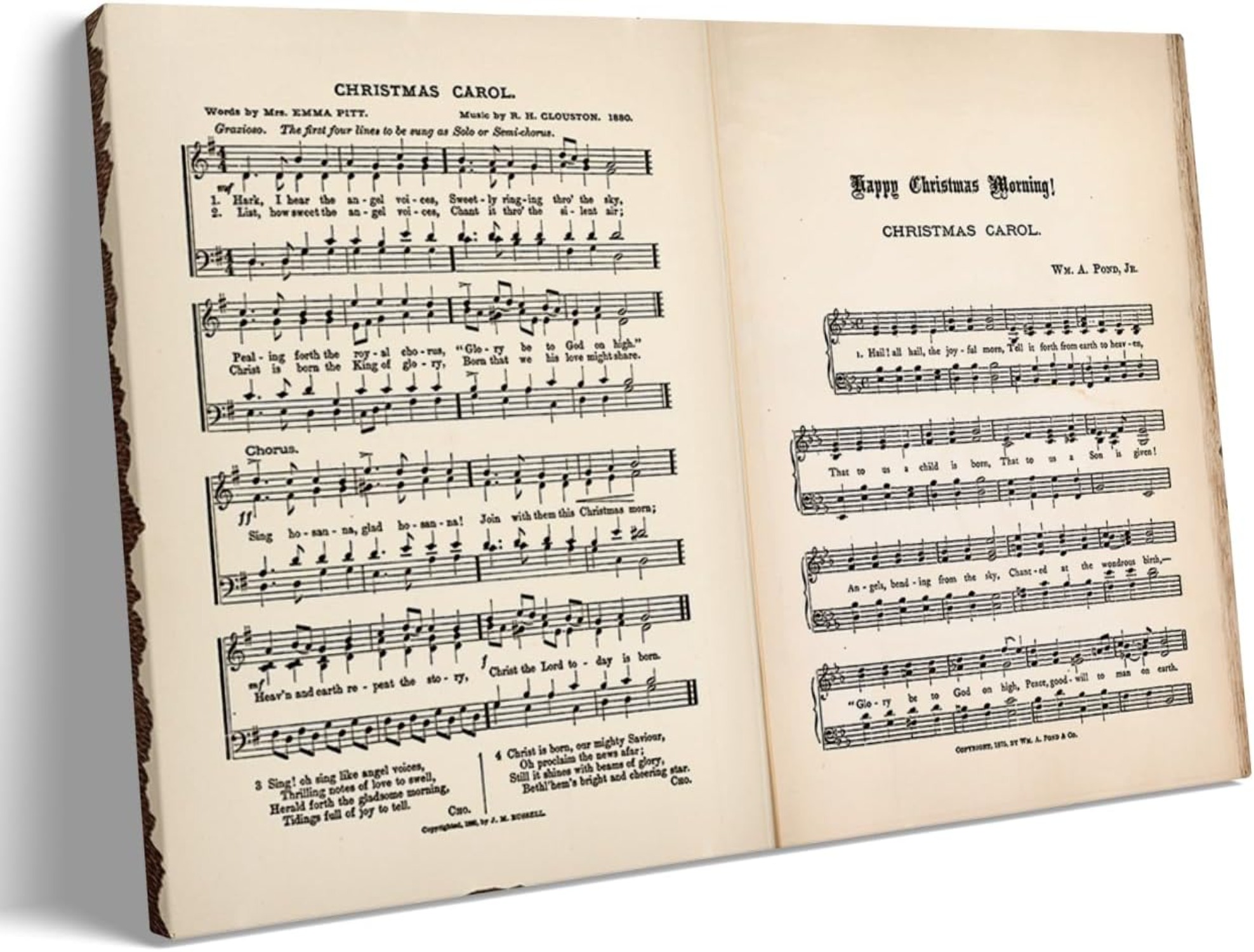 Vintage Christmas Carol Wall Art Antique Sheet Music Frame Wrap Print ...