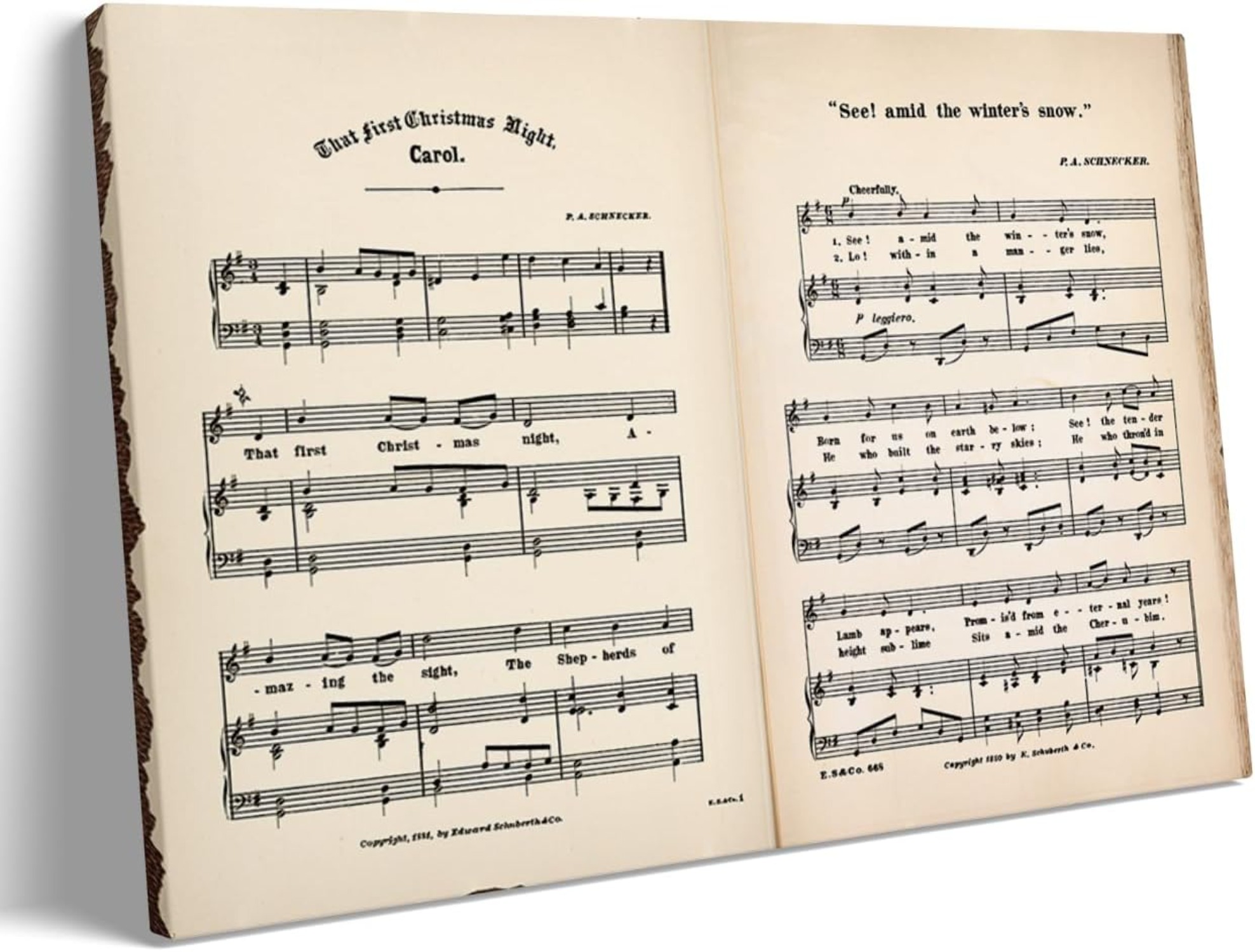 Vintage Christmas Carol Wall Art Antique Sheet Music Frame Wrap Print ...