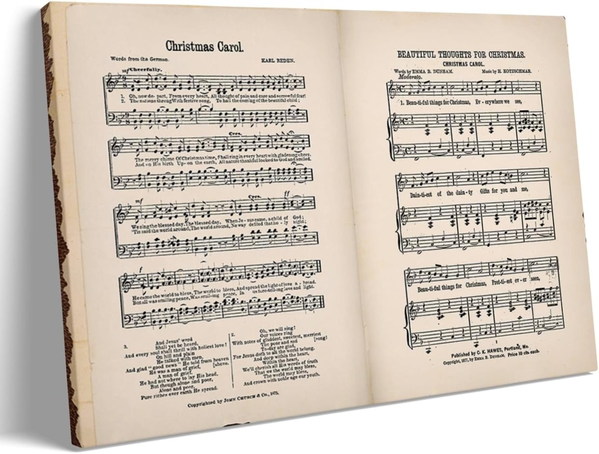 Vintage Christmas Carol Wall Art Antique Sheet Music Frame Wrap Print ...
