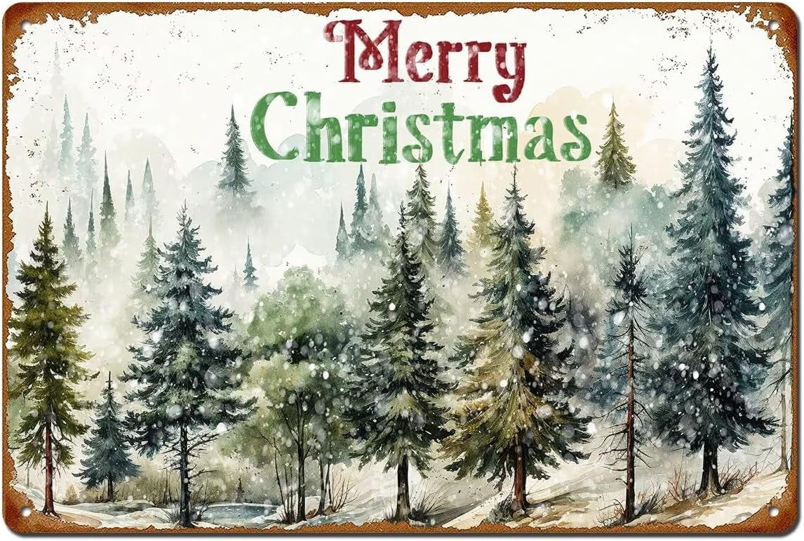 Vintage Christmas Decor Christmas Tree Metal Tin Sign Christmas ...