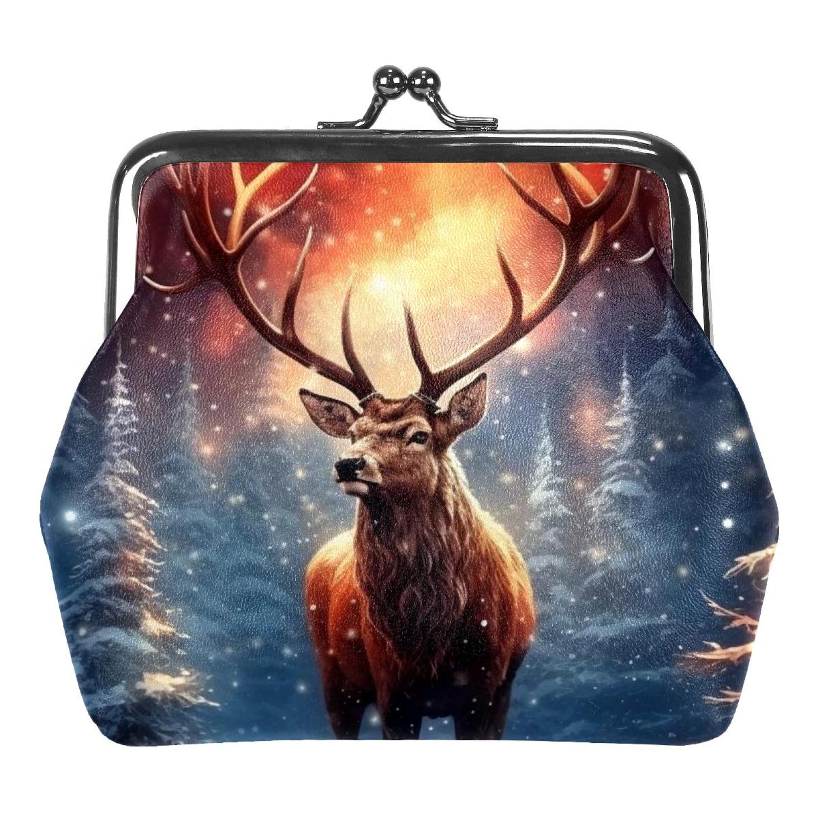 Vintage Christmas Elk Coin Purse Kiss Lock Change Purse Vintage ...