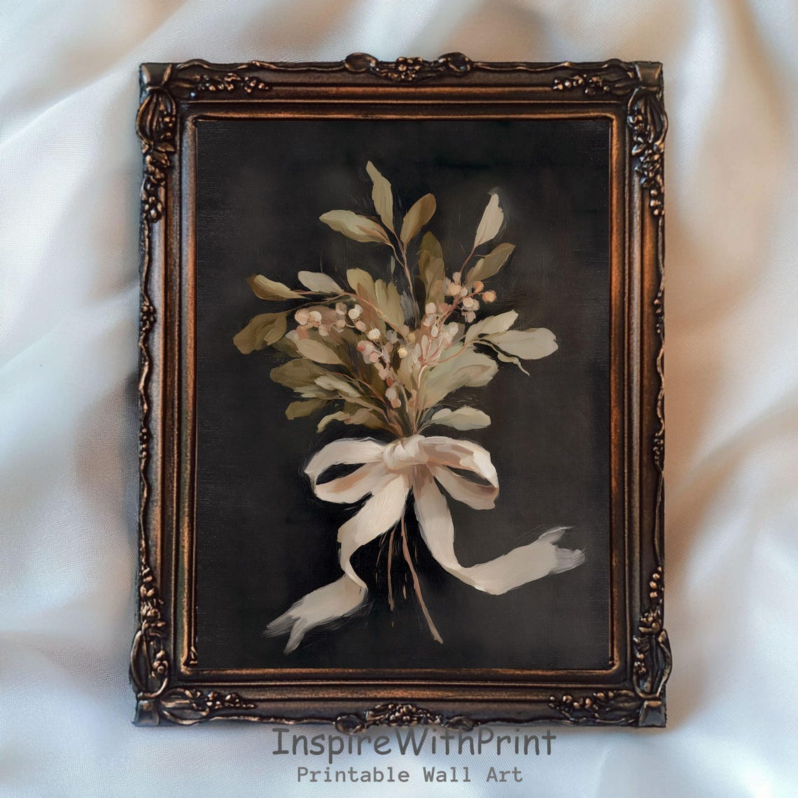 Vintage Christmas Mistletoe Print, Neutral Christmas Botanical Print ...
