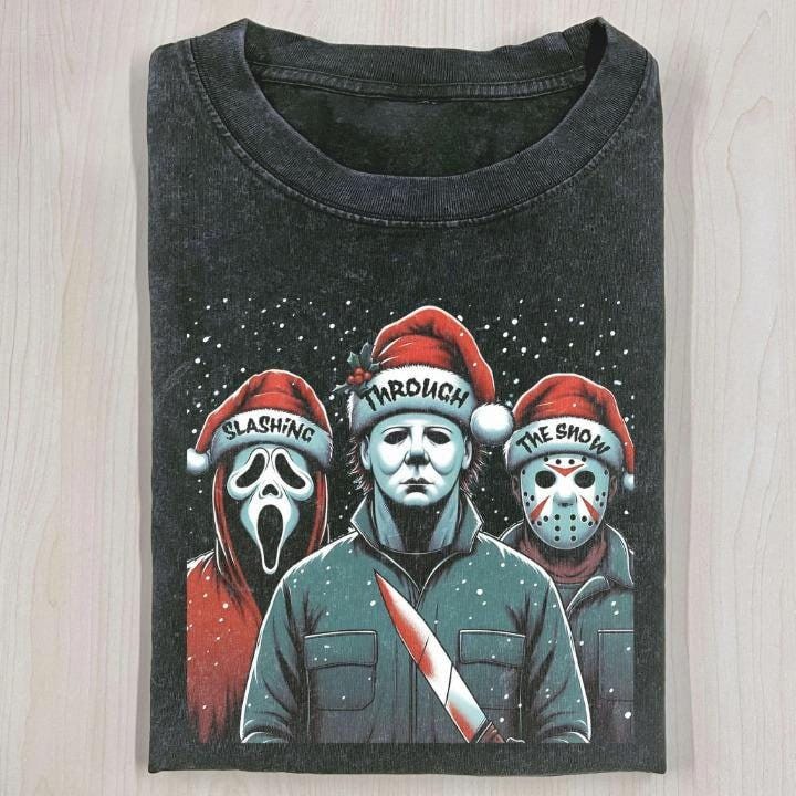 Vintage Christmas Movie Characters Tshirt, Horror Characters Tee ...