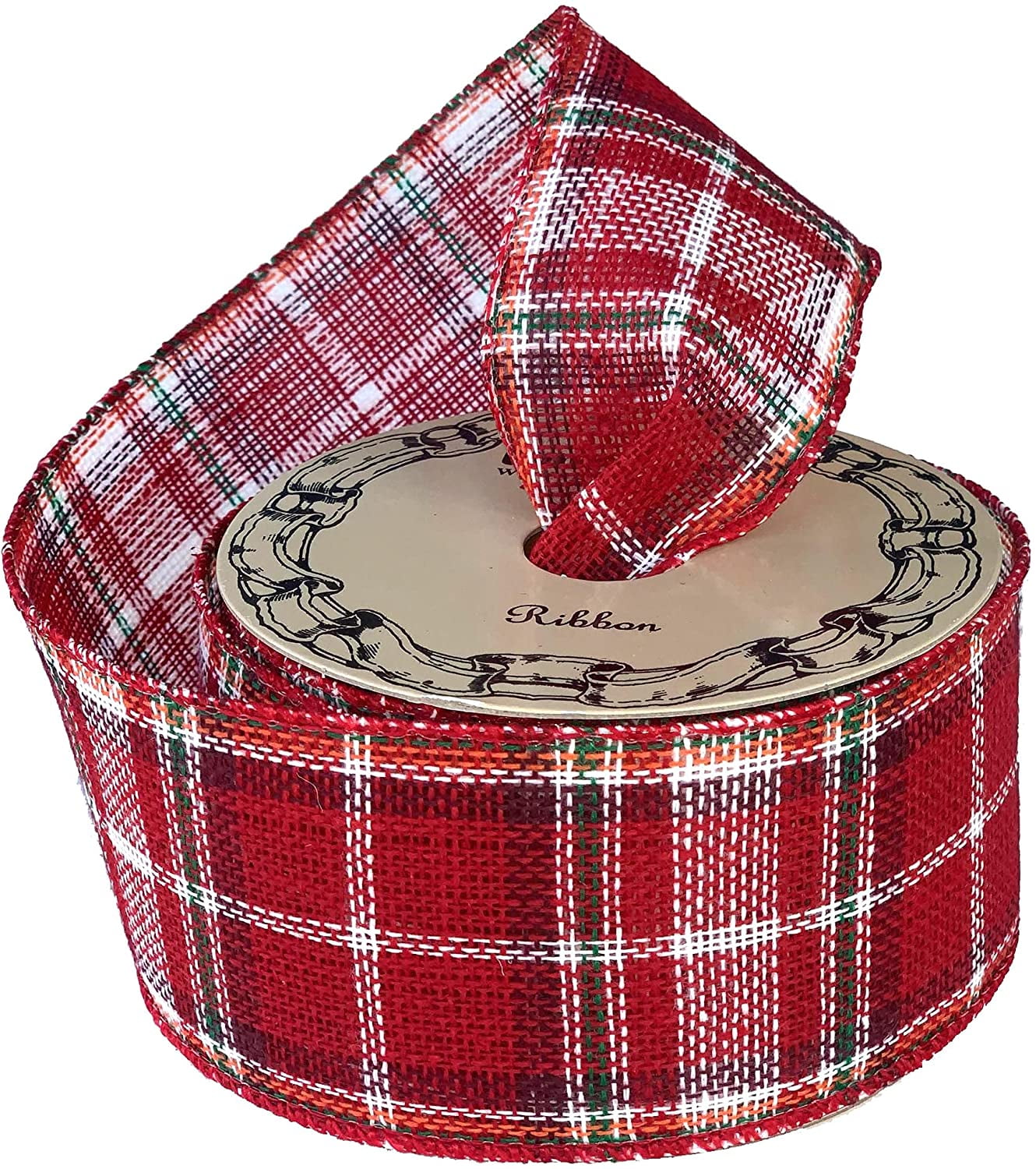 Vintage Christmas Plaid Wired Ribbon - 2 1/2 Inch x 10 Yards, Wreath ...