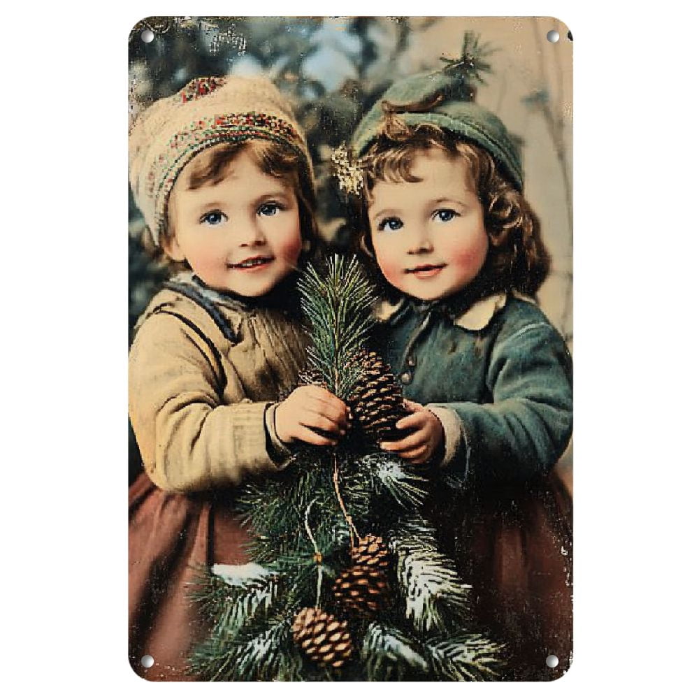 Vintage Christmas Tree Metal Painted Tin sign - 8x12 "| Durable wrought ...