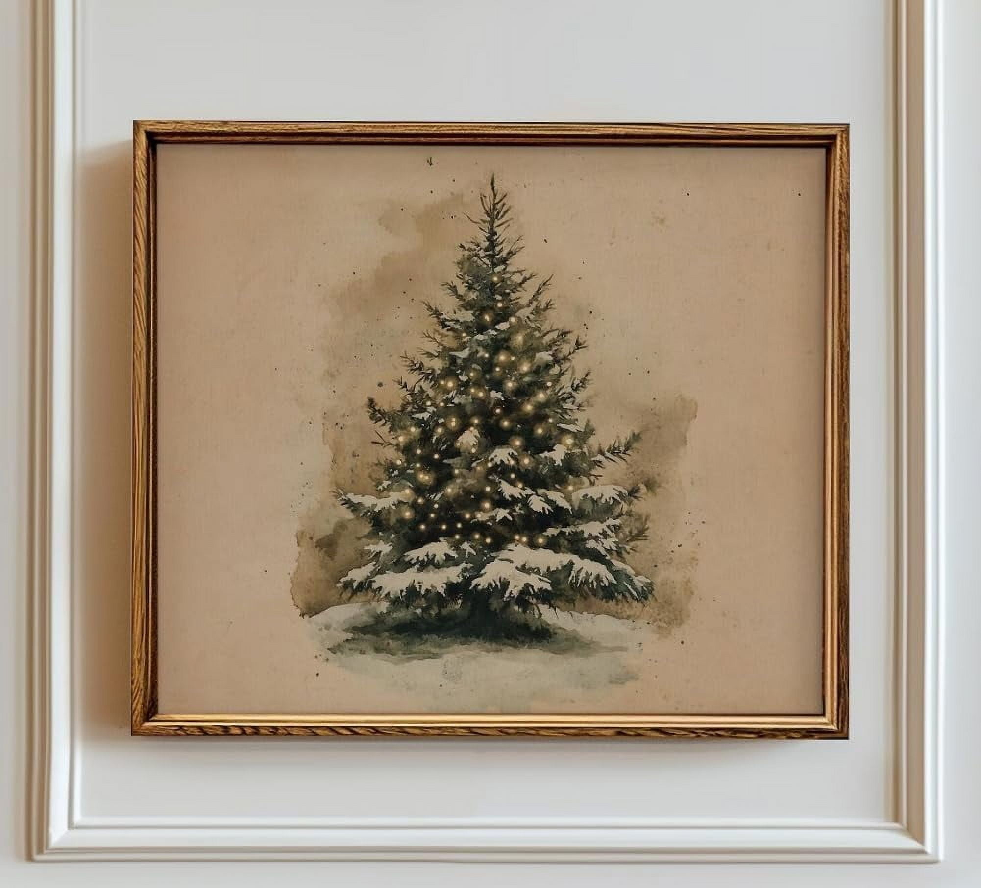 Vintage Christmas Tree Print Poster Antique Evergreen Beige Holiday ...
