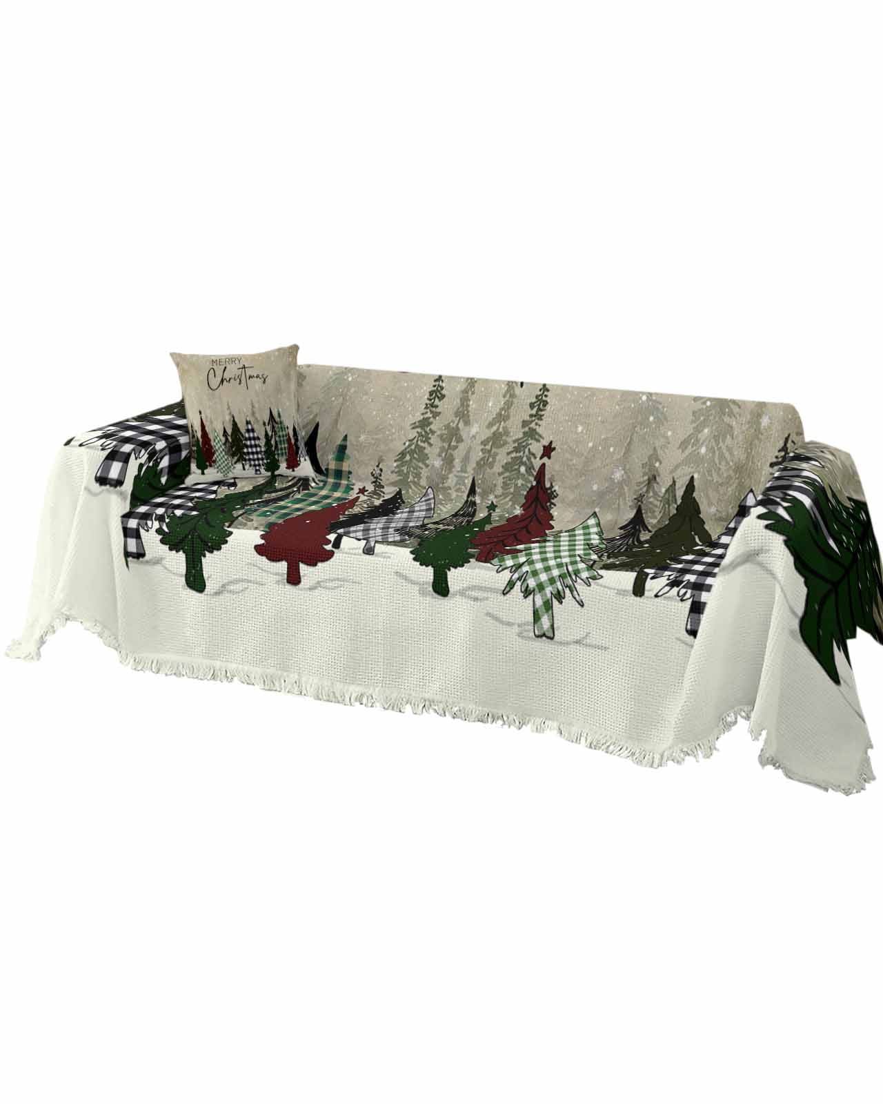 Vintage Christmas Tree Sofa Covers for 3 Cushion Couch, Washable ...