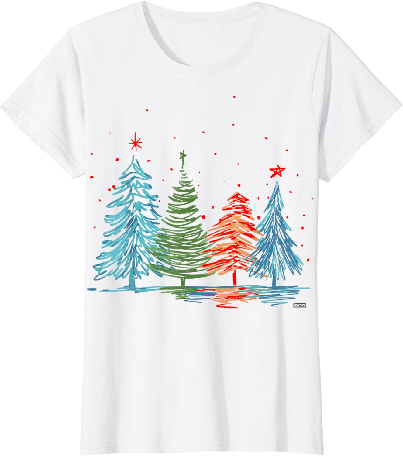 Vintage Christmas Trees, Hand Drawing Christmas Trees T-Shirt - Walmart.com