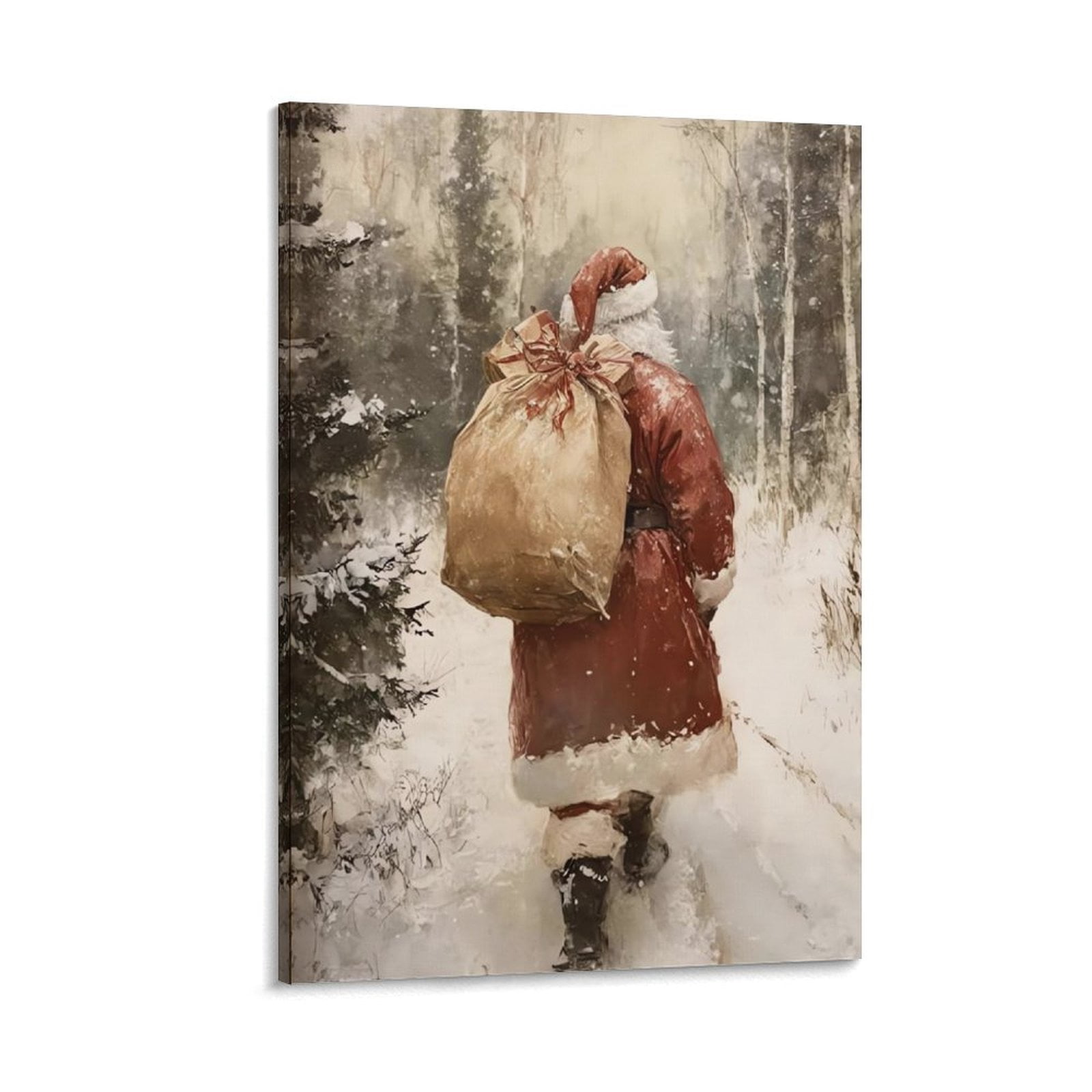 Vintage Christmas Wall Art Snowy Winter Wall Decor Pictures, Santa ...