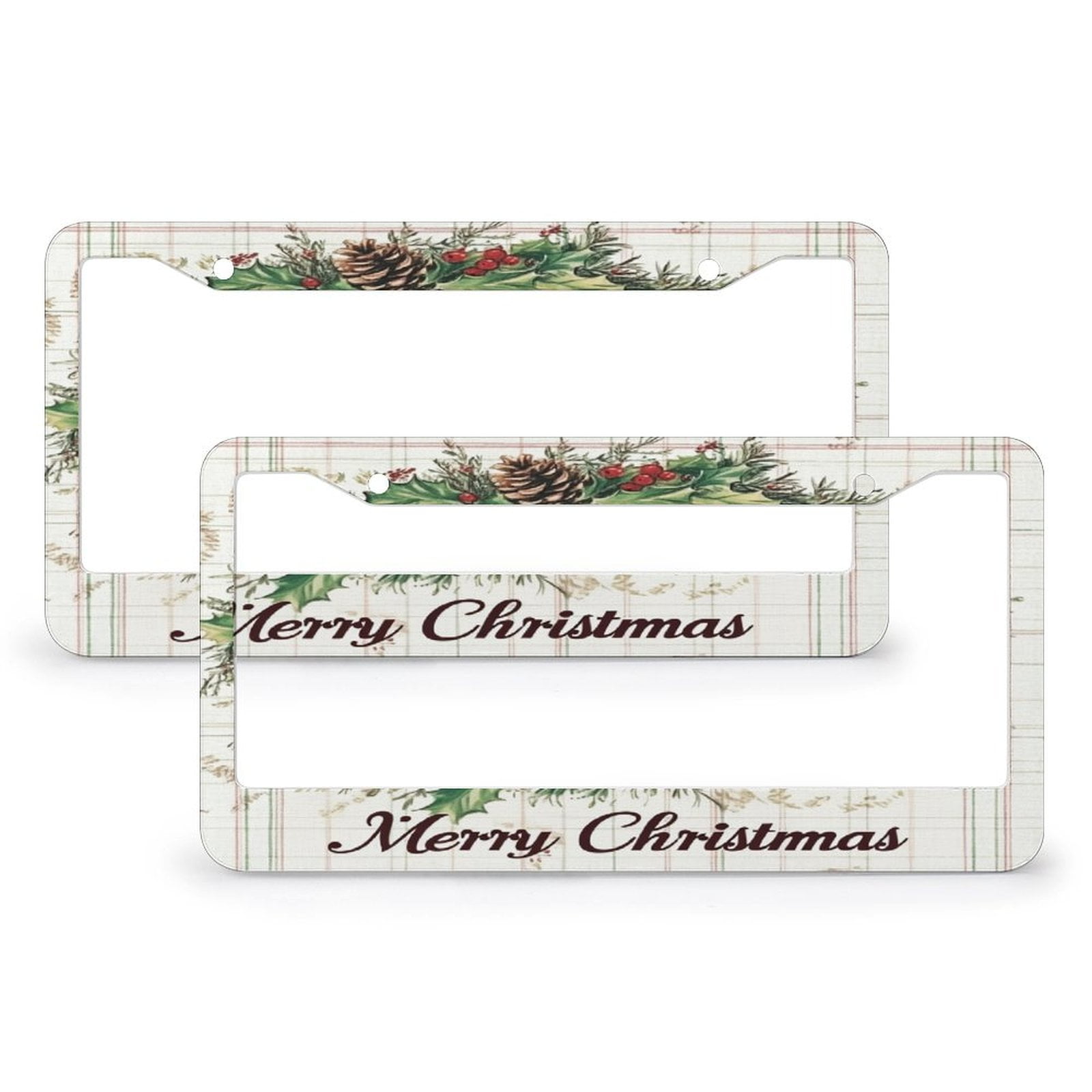 Vintage Christmas Wreath License Plate Cover 2 Pcs Set Farmhouse ...