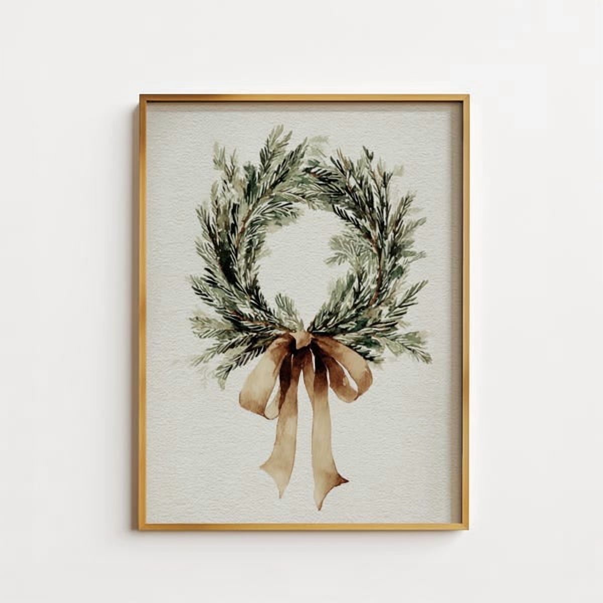 Vintage Christmas Wreath, Winter Christmas Muted Evergreen, Neutral ...
