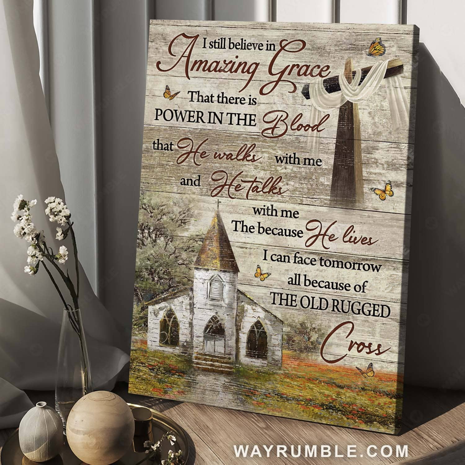 Vintage Church, Monarch Butterfly, Old Rugged Cross, I Still Believe In ...