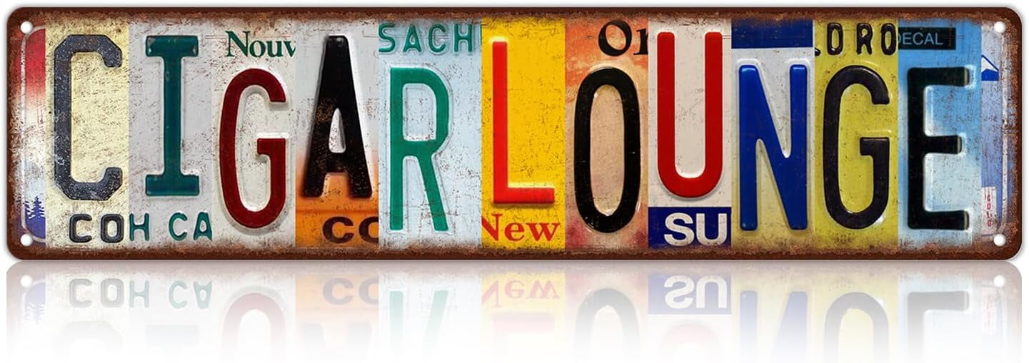 Vintage Cigar Lounge Metal Tin Signs Street Signs Wall Decor 16 x 4 ...