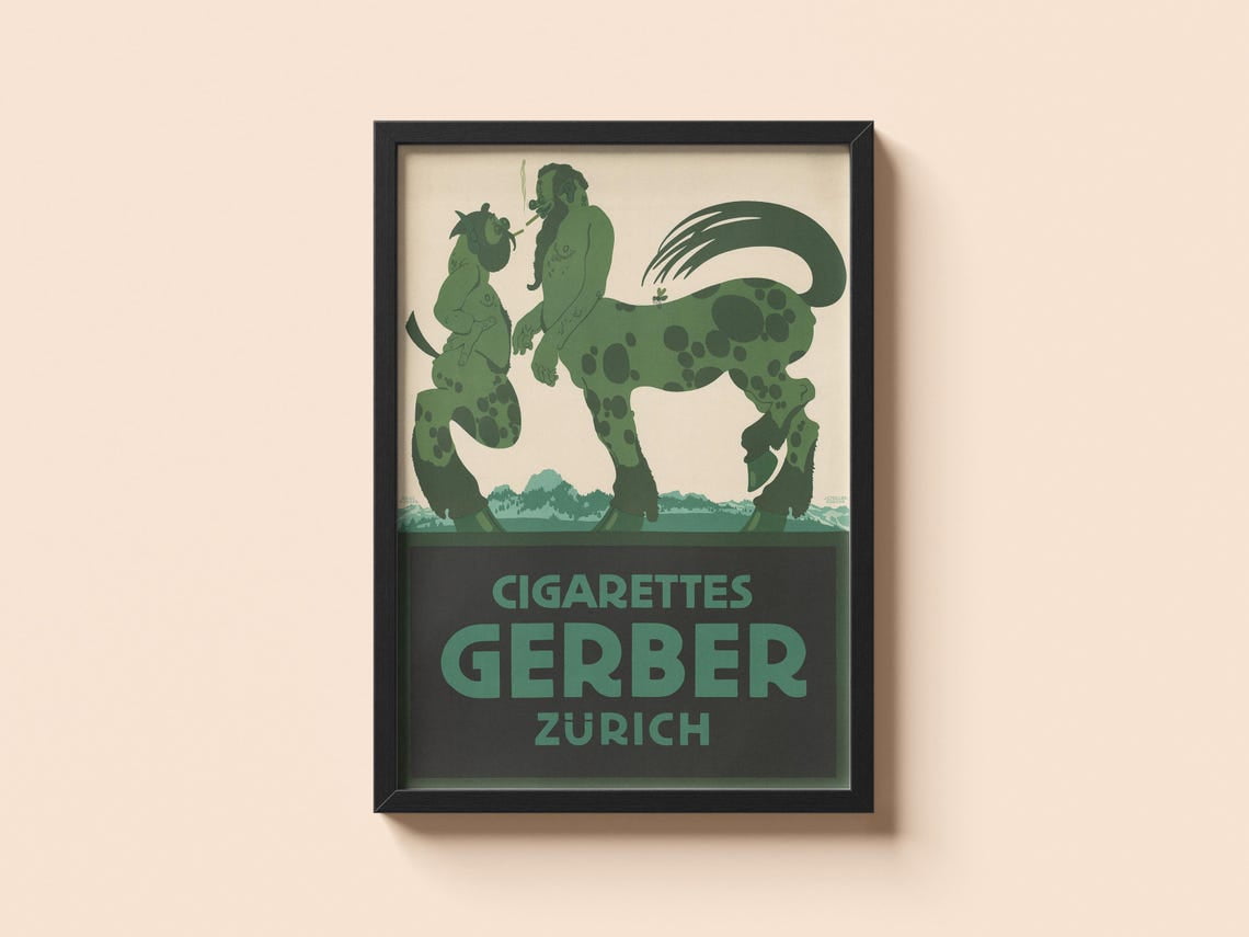 Vintage Cigarettes Gerber, Julius Klinger, 1908 Ad Art #4317, Unframed ...