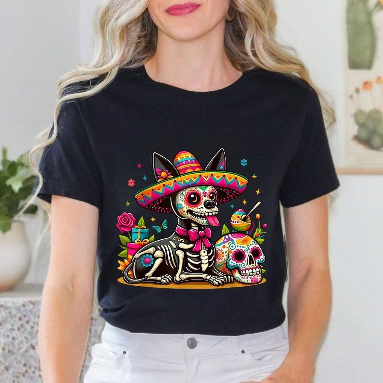 Vintage Cinco De Mayo Sugar Skull Xoloitzcuintli Dog Sombrero Unisex T-Shirthot Trending ...