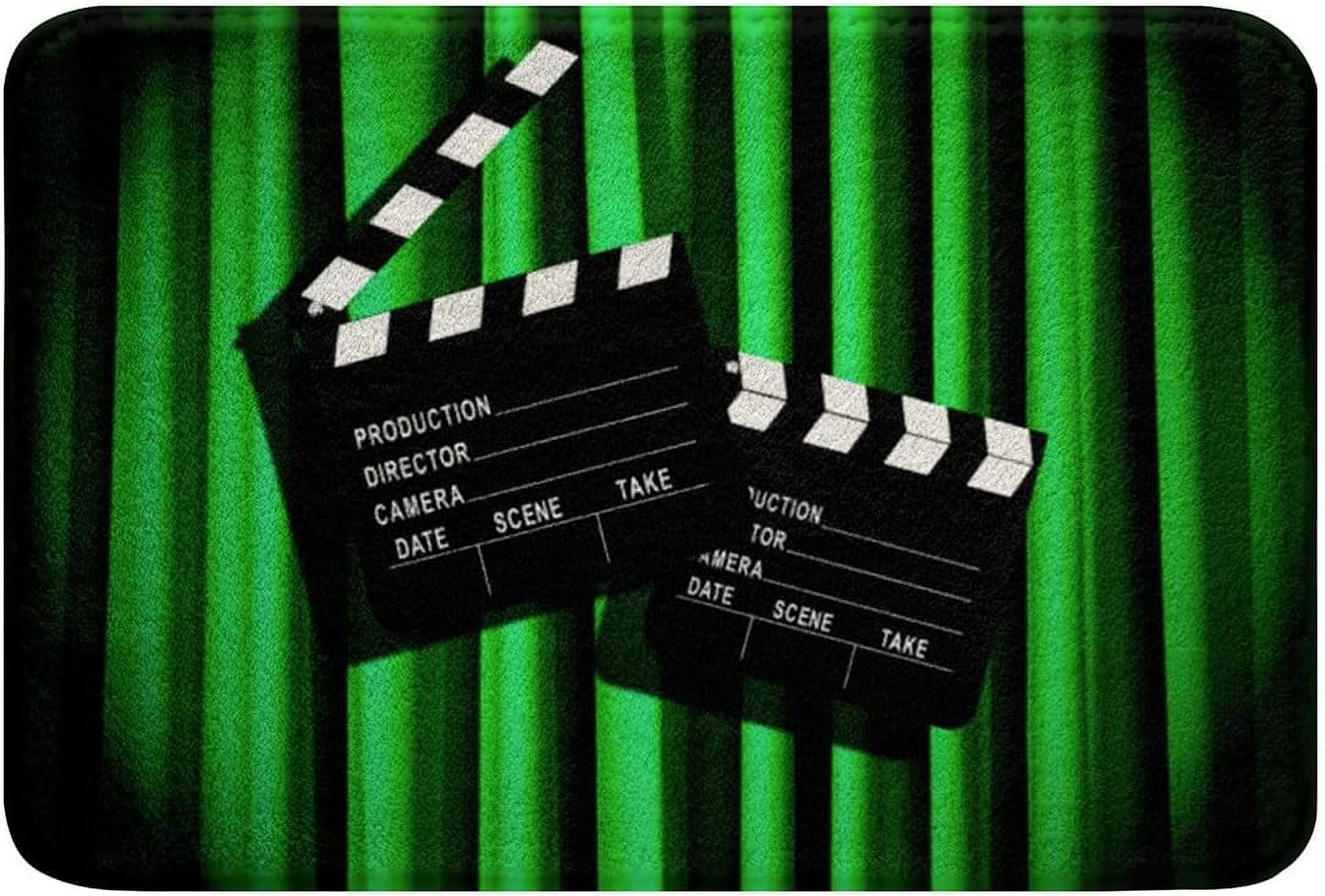 Vintage Cinema Bath Mat Movie Film Clapboard Entryway Movie Night ...