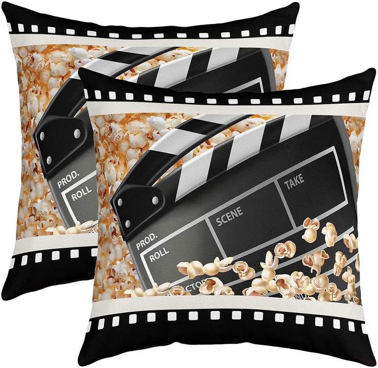 Vintage Cinema Movie Theater Reversible Throw Pillow Covers,Movie ...