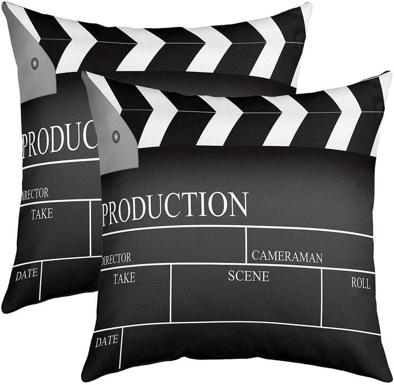 Vintage Cinema Movie Theater Throw Pillow Covers 18"x18" Set of 2 Soft ...